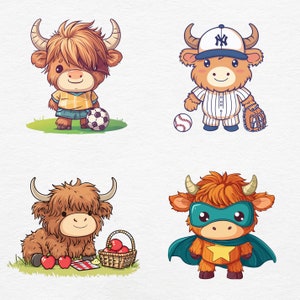 Highland Cow Clipart Bundle | 20 Cute Cows Pngs, Baby Highland Cow ...