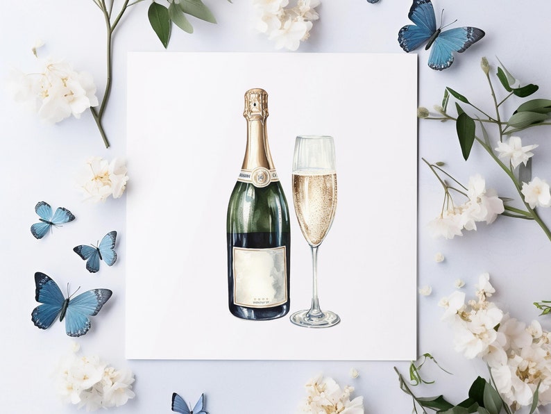 Watercolor Champagne Clipart - Celebration Party Clipart, Champagne PNG ...