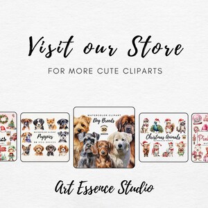Watercolor Christmas Dogs Clipart Bundle | 50 Dog Breeds PNG Images ...