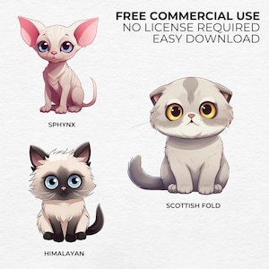 Cute Cats Clipart Bundle | 20 Cats PNG Printable, Cute Cat Breeds ...