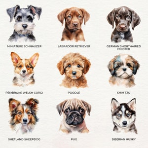 Watercolor Puppy Clipart | 30 Dog Breeds Clipart Bundle, Puppy Dog ...