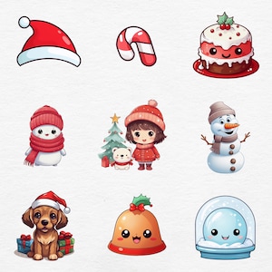 Cute Christmas Clipart PNG | 30 Kawaii Christmas Gift Clipart, Winter ...