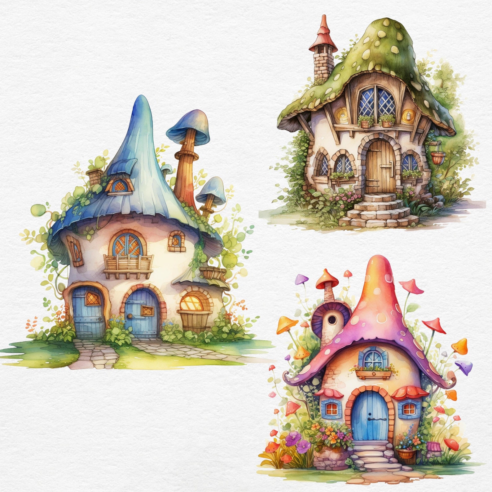 Tiny Fairy House Clipart Watercolor Fantasy House PNG, Fairytale ...