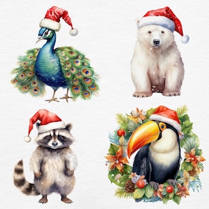 Christmas Animals Clipart PNG | Watercolor Christmas Gift Clipart ...