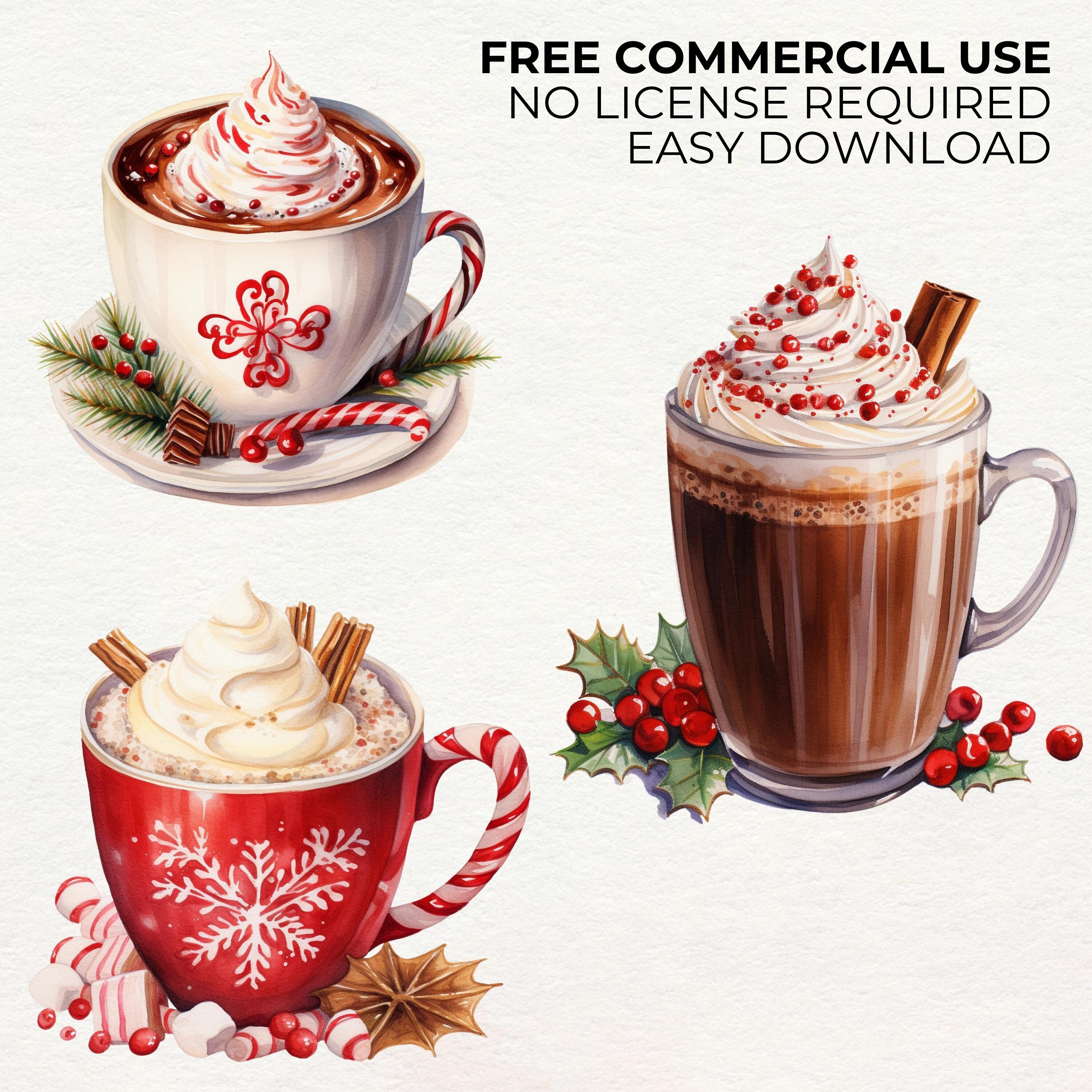 Watercolor Hot Chocolate Clipart | Hot Cocoa PNG, Card Making, Printing ...