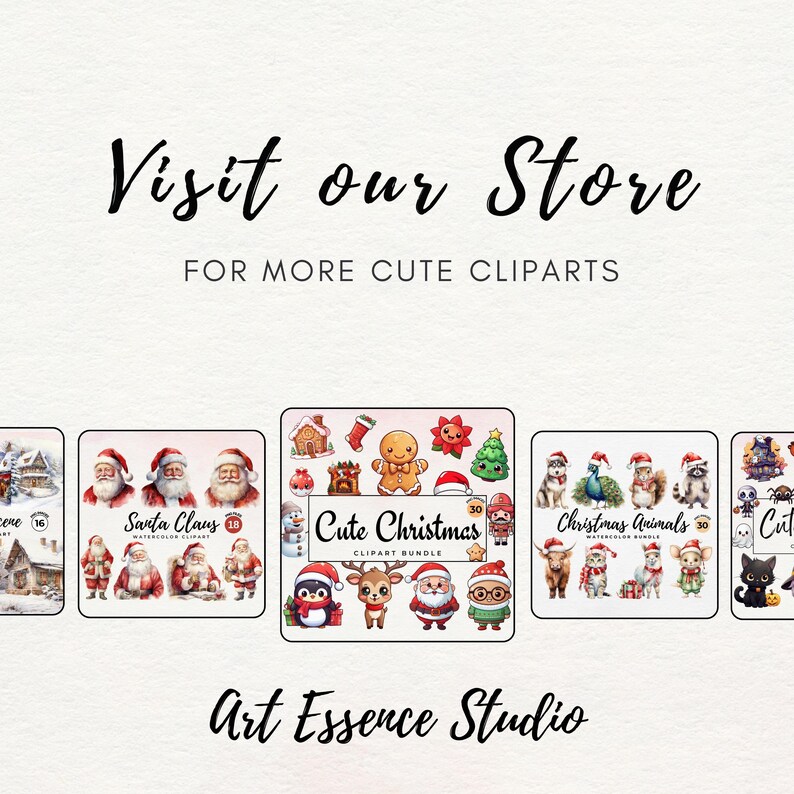 Christmas Clipart Bundle | 40 Watercolor Christmas Pngs, Winter Clipart ...