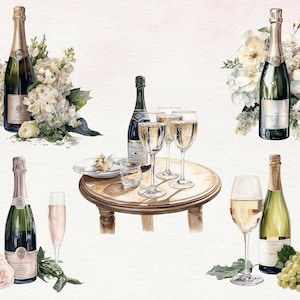 Watercolor Champagne Clipart - Celebration Party Clipart, Champagne PNG ...