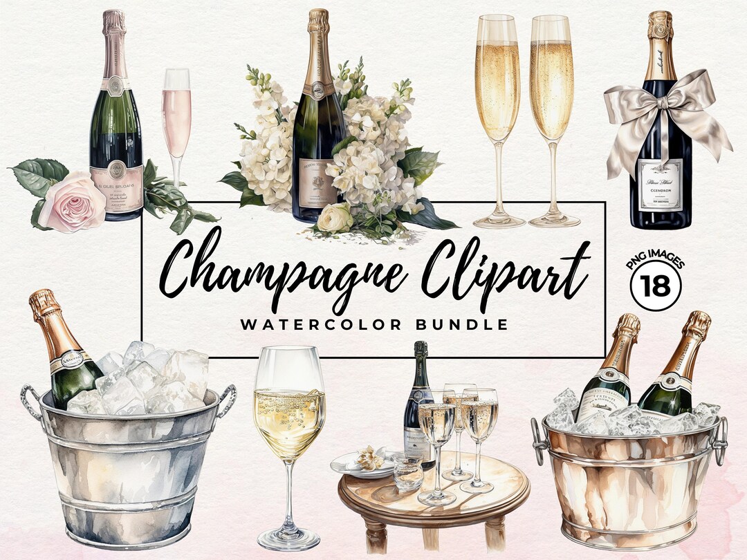 Watercolor Champagne Clipart - Celebration Party Clipart, Champagne PNG ...
