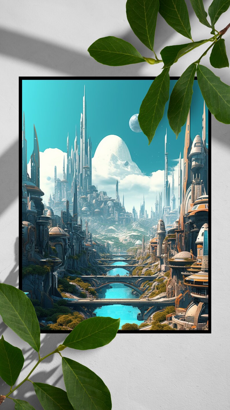 Solarpunk City Landscape Solarpunk Art Print Printable Wall Art ...