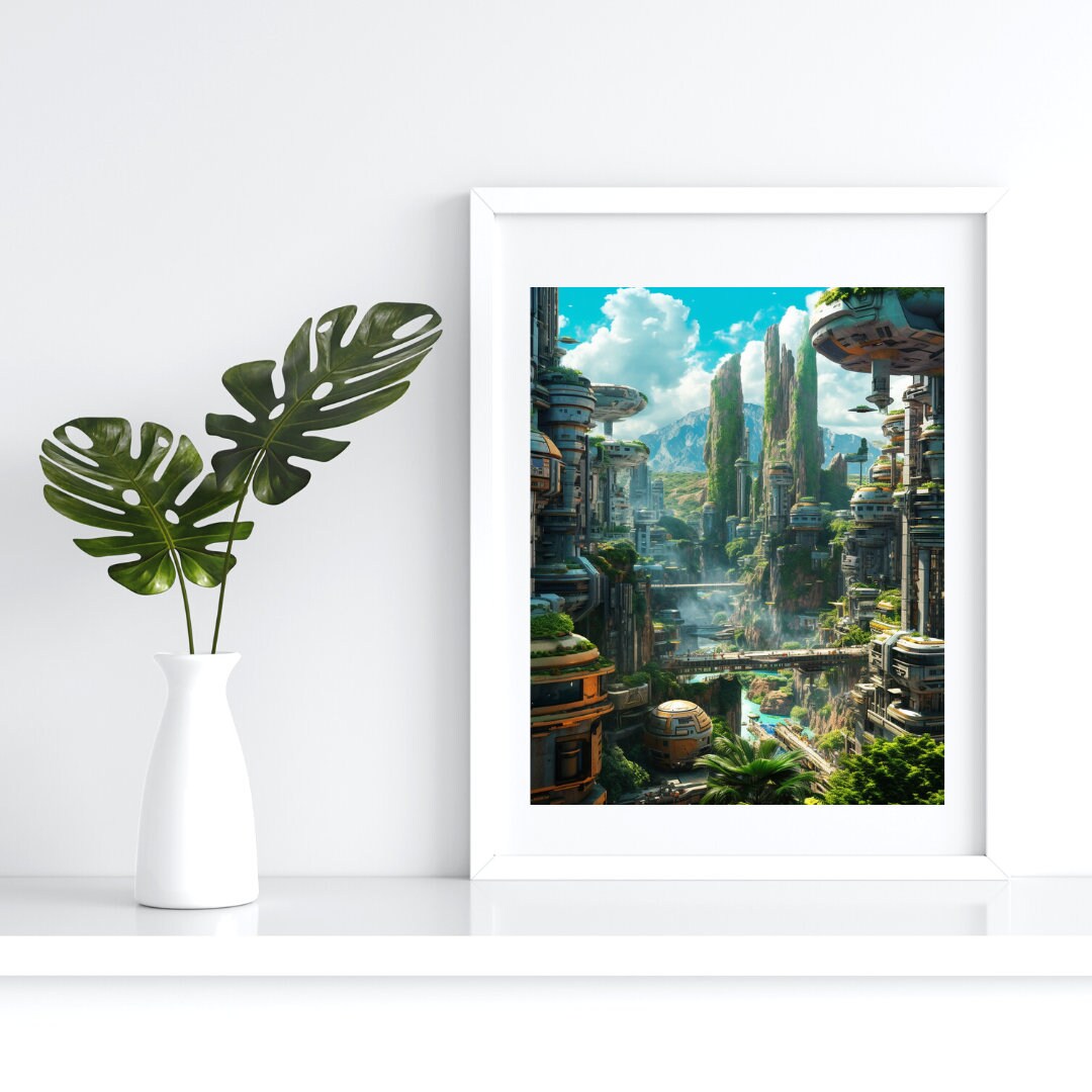 Solarpunk City Landscape Solarpunk Art Print Printable Wall Art ...