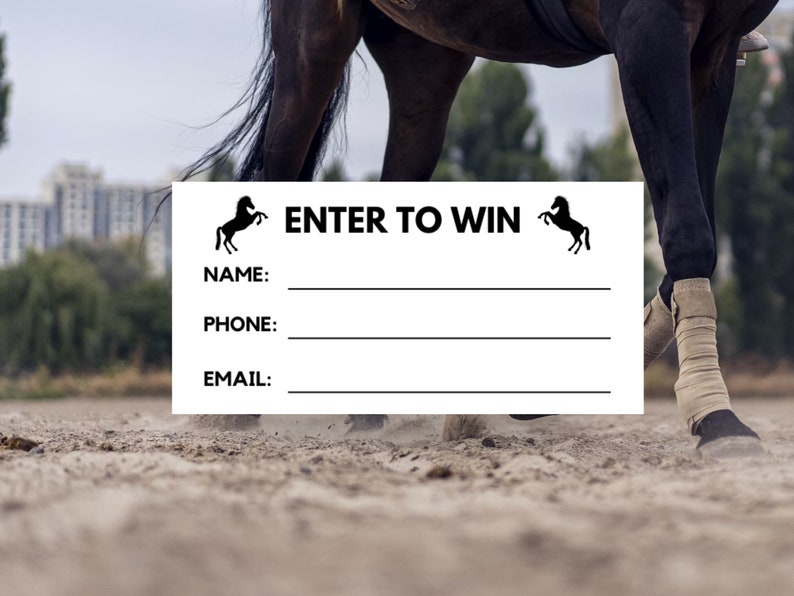 Horse Printable Raffle Ticket Template Enter to Win Horse Riding Club ...