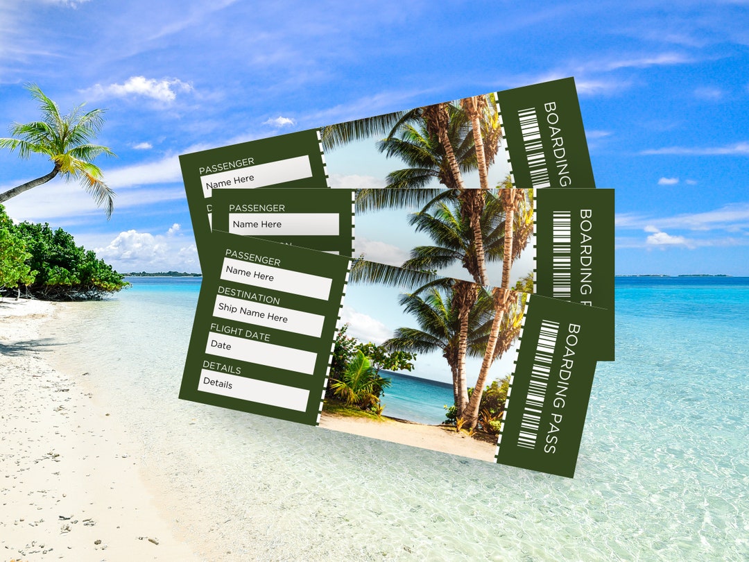 Fake Plane Tickets Surprise Vacation Editable Canva Template Surprise ...