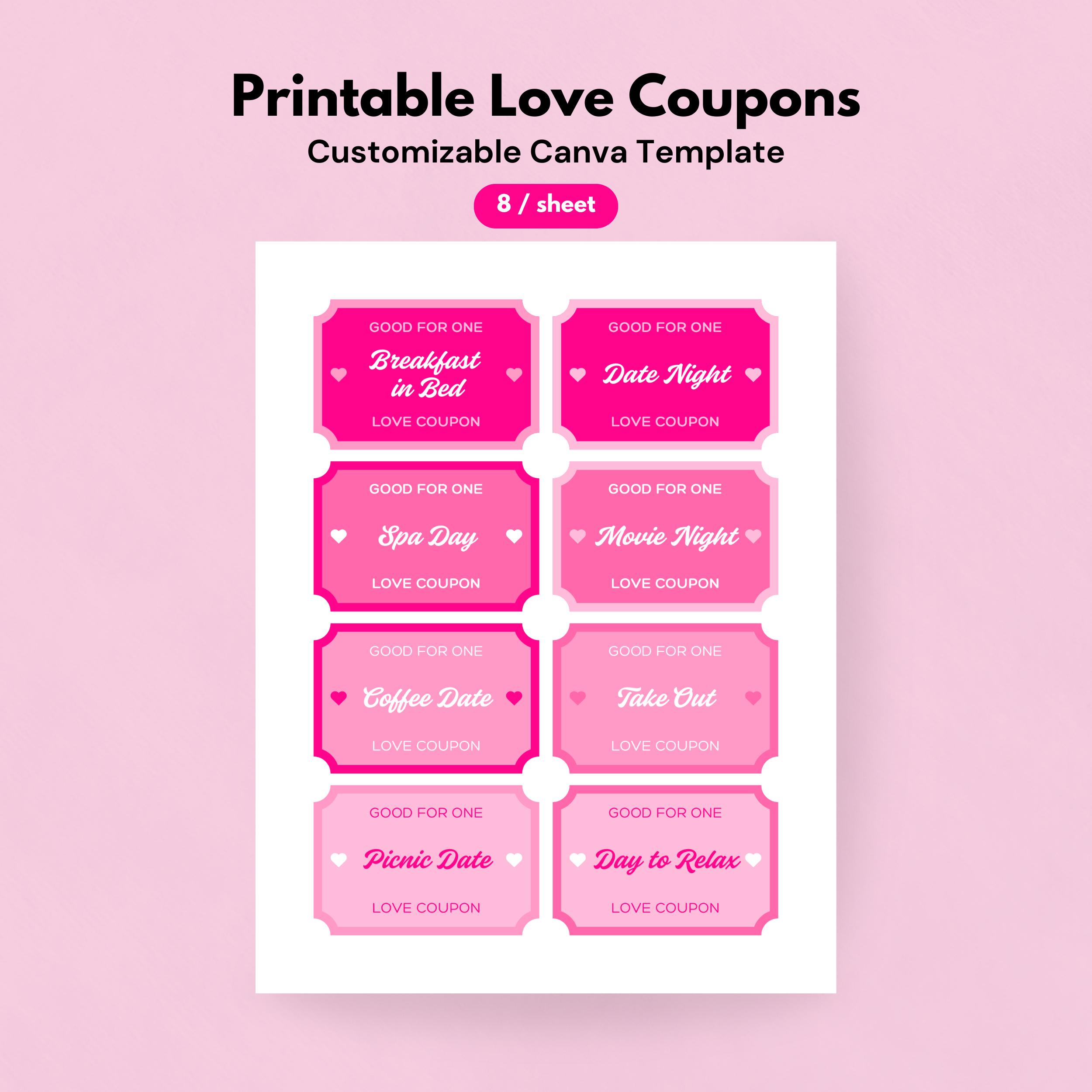 Editable Love Coupons Template Valentine's Printable DIY Digital ...