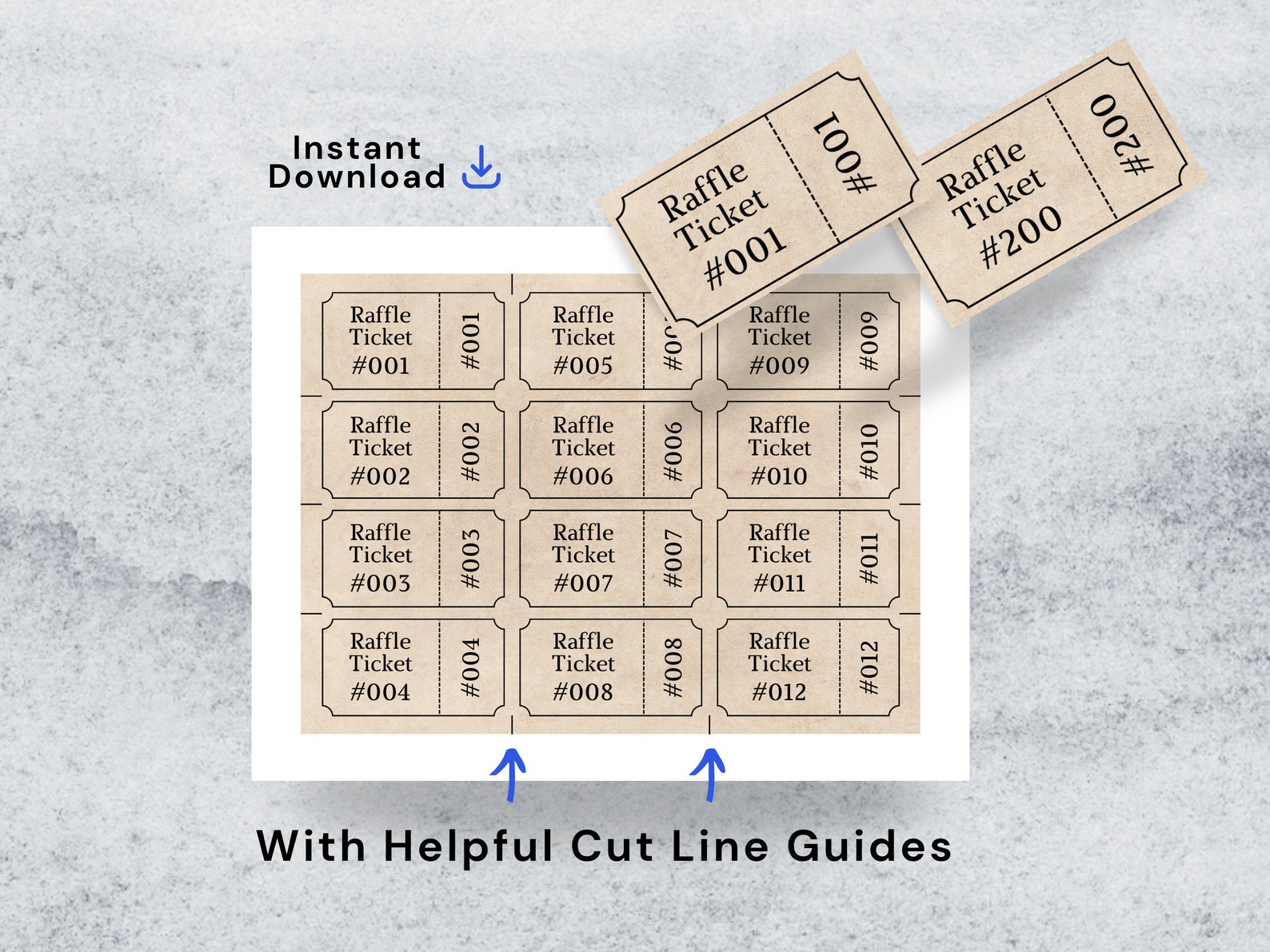 Antique Printable Numbered Raffle Ticket Vintage Style Enter to Win ...