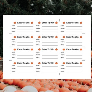 Pumpkin Printable Raffle Ticket Template Raffle Enter to Win Draw ...