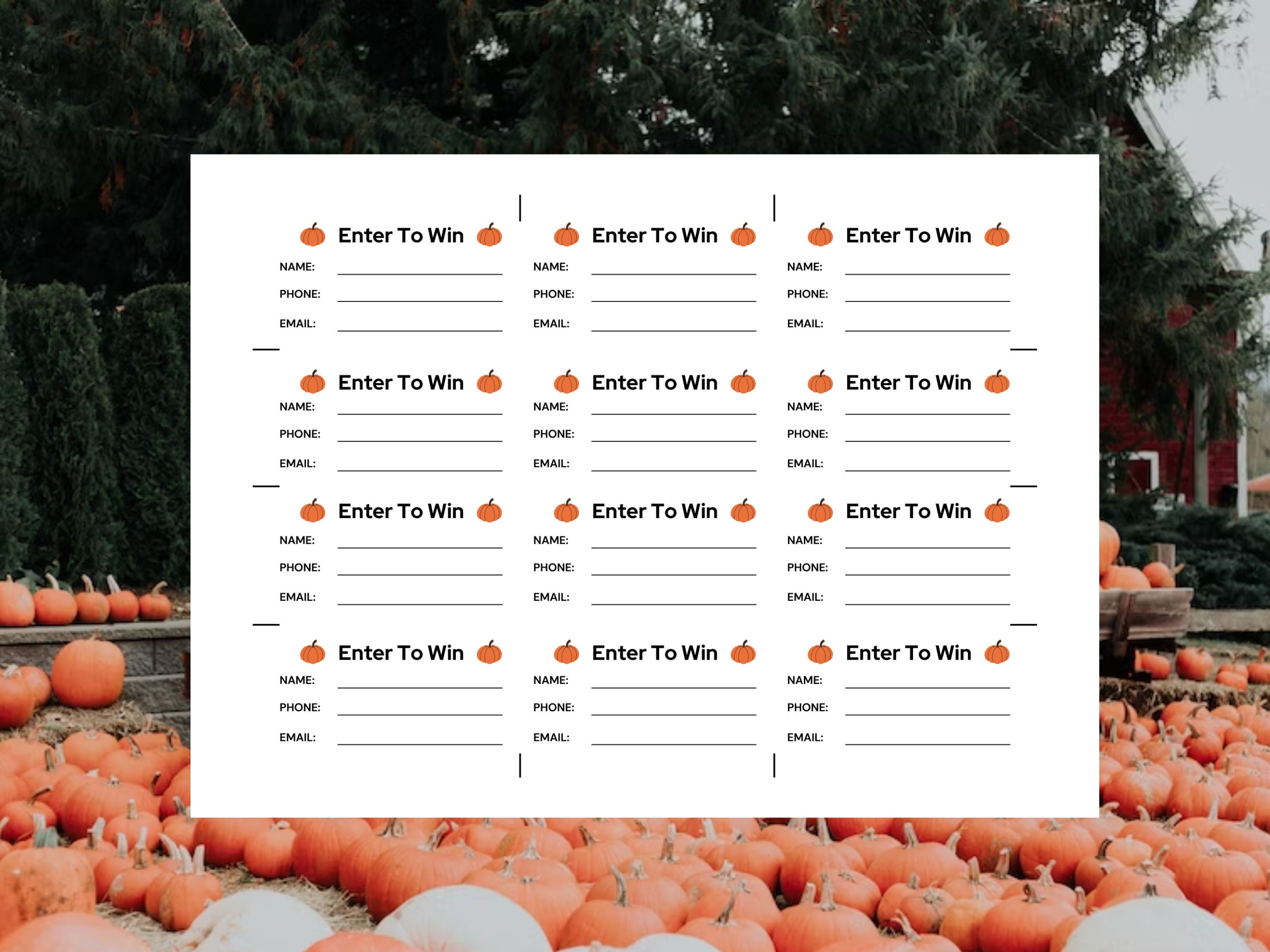 Pumpkin Printable Raffle Ticket Template Raffle Enter to Win Draw ...