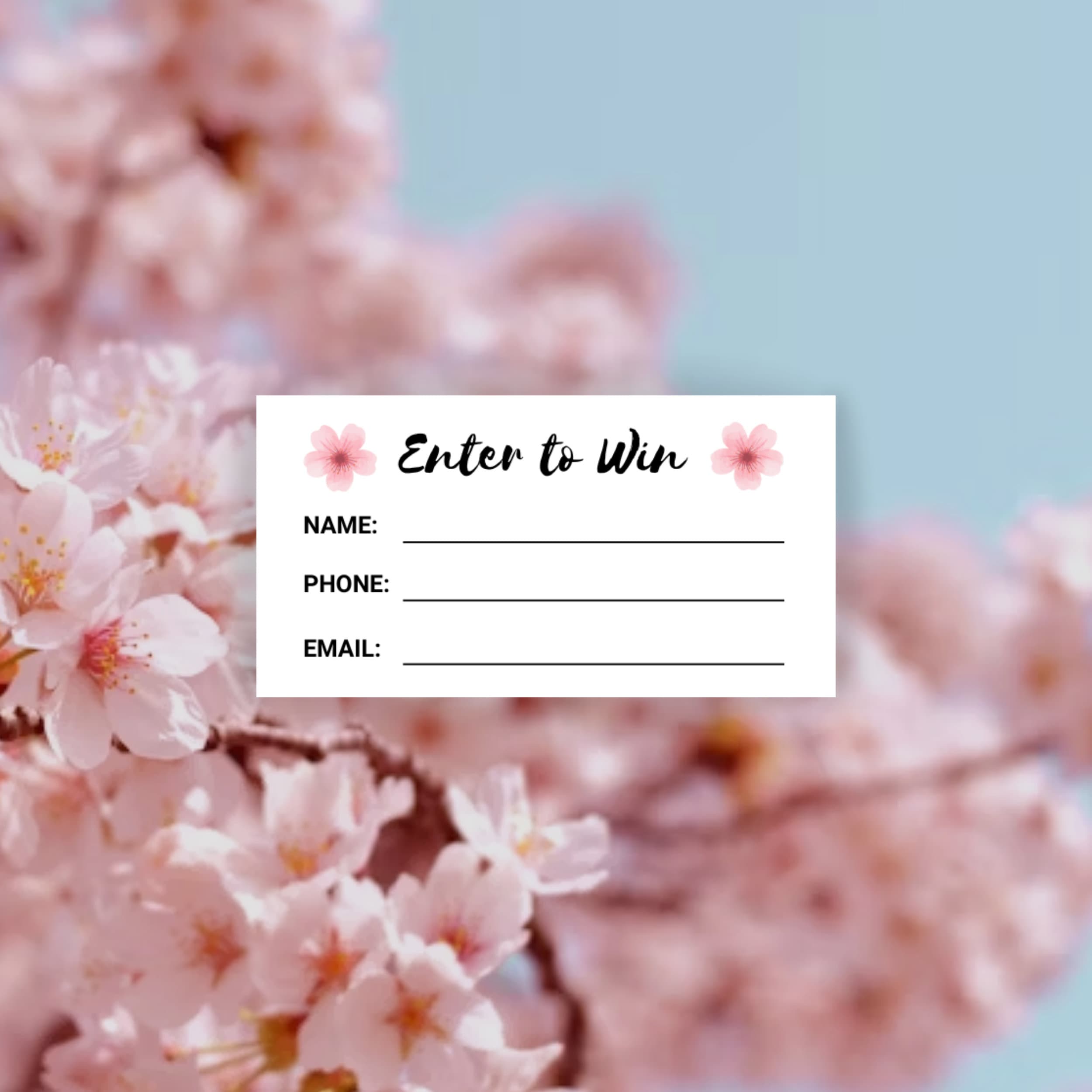 Printable Cherry Blossom Raffle Ticket Template Enter to Win Spring ...