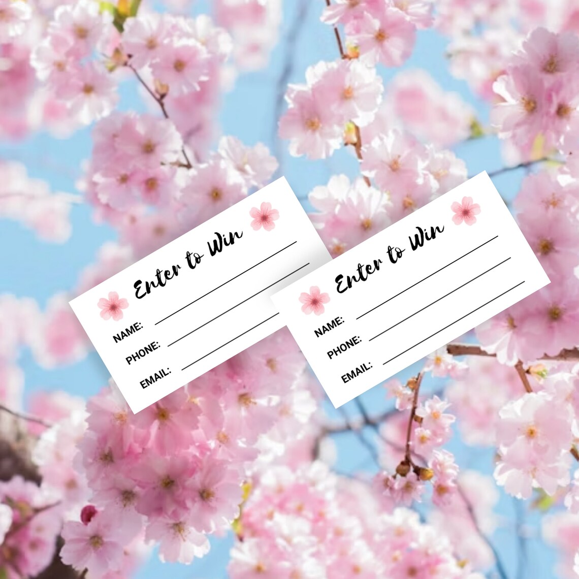 Printable Cherry Blossom Raffle Ticket Template Enter to Win Spring ...