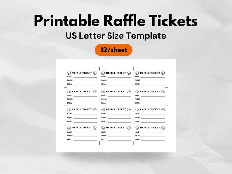 Volleyball Printable Raffle Ticket Template Team Event Enter - Etsy