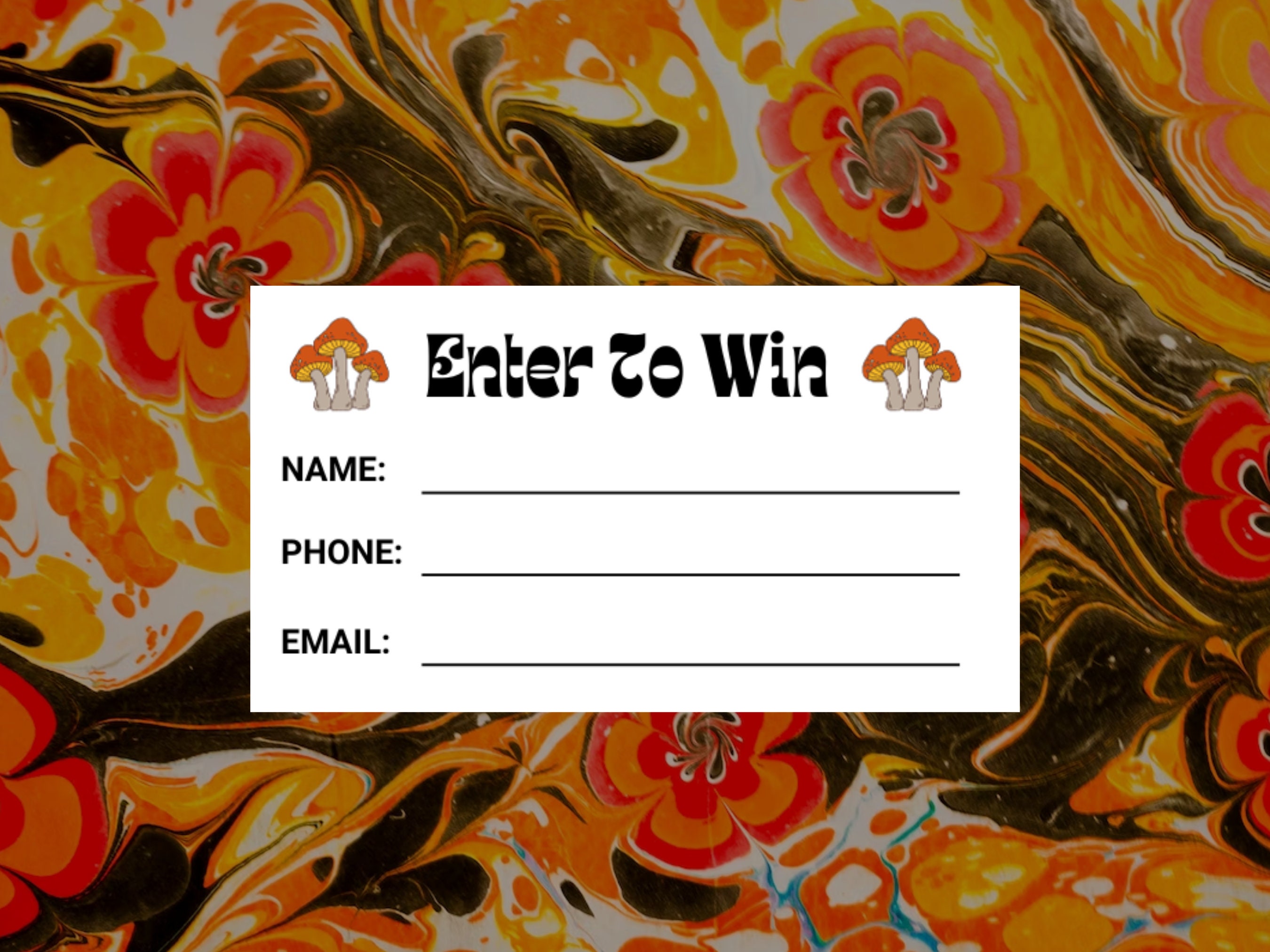 Groovy Printable Raffle Ticket Template Mushroom Enter to Win Draw ...