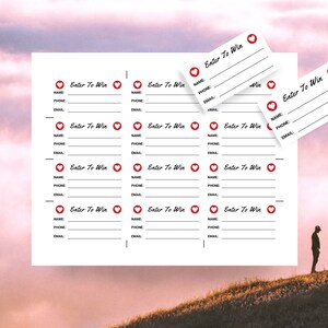 Love Hearts Printable Raffle Ticket Template Valentines Day Enter to ...