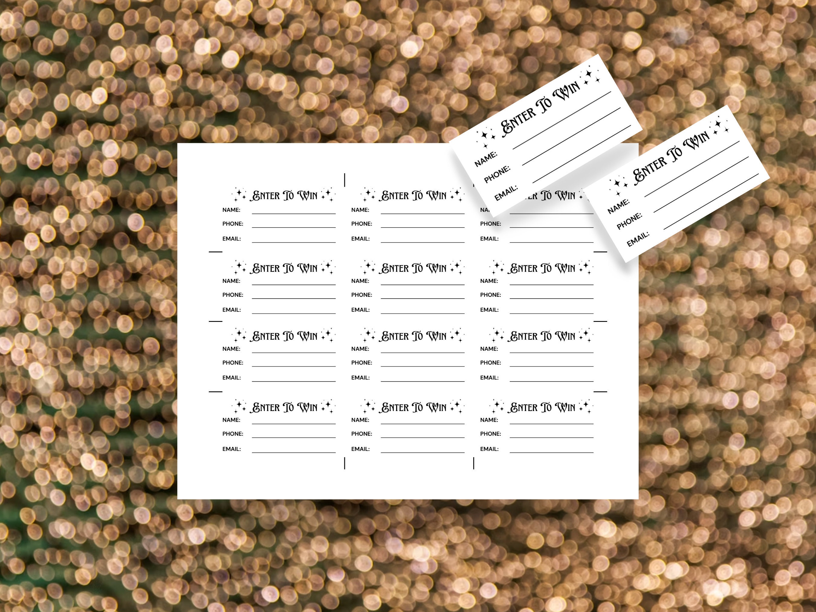 Sparkle Printable Raffle Ticket Template Cute Enter to Win Draw Tickets ...