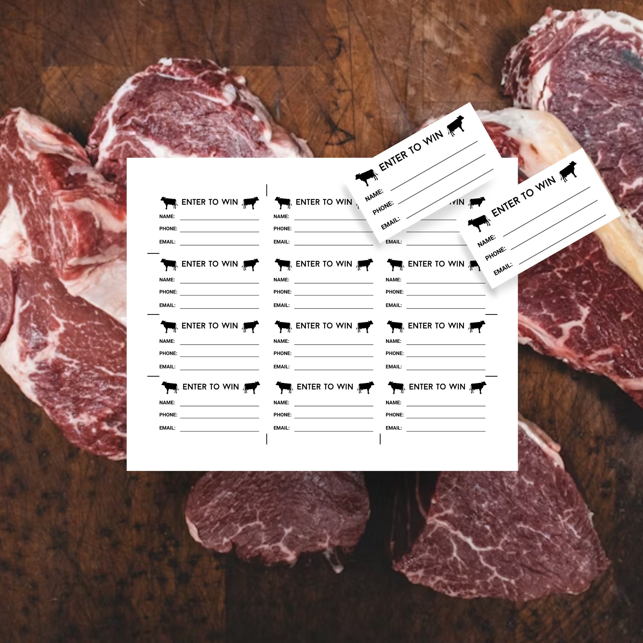 Cow Printable Raffle Ticket Template Meat Raffle Enter to Win Draw ...