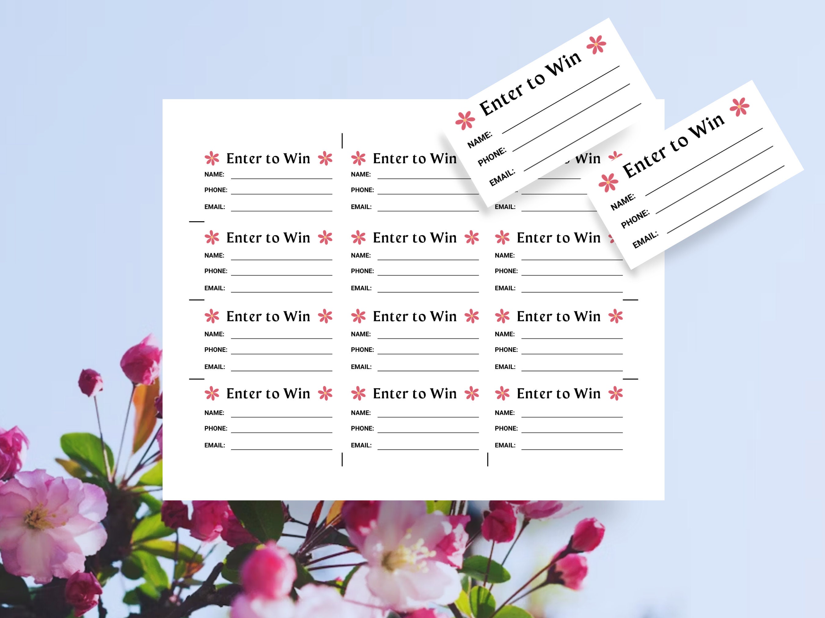 Cute Flower Printable Raffle Ticket Template Enter to Win Draw Tickets ...