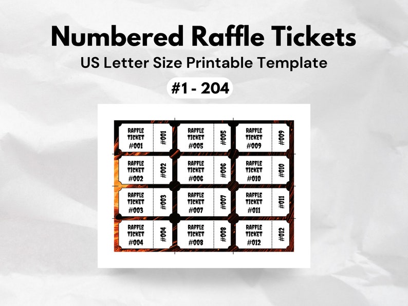 Spooky Printable Numbered Raffle Tickets Enter to Win Fundraiser Raffle ...