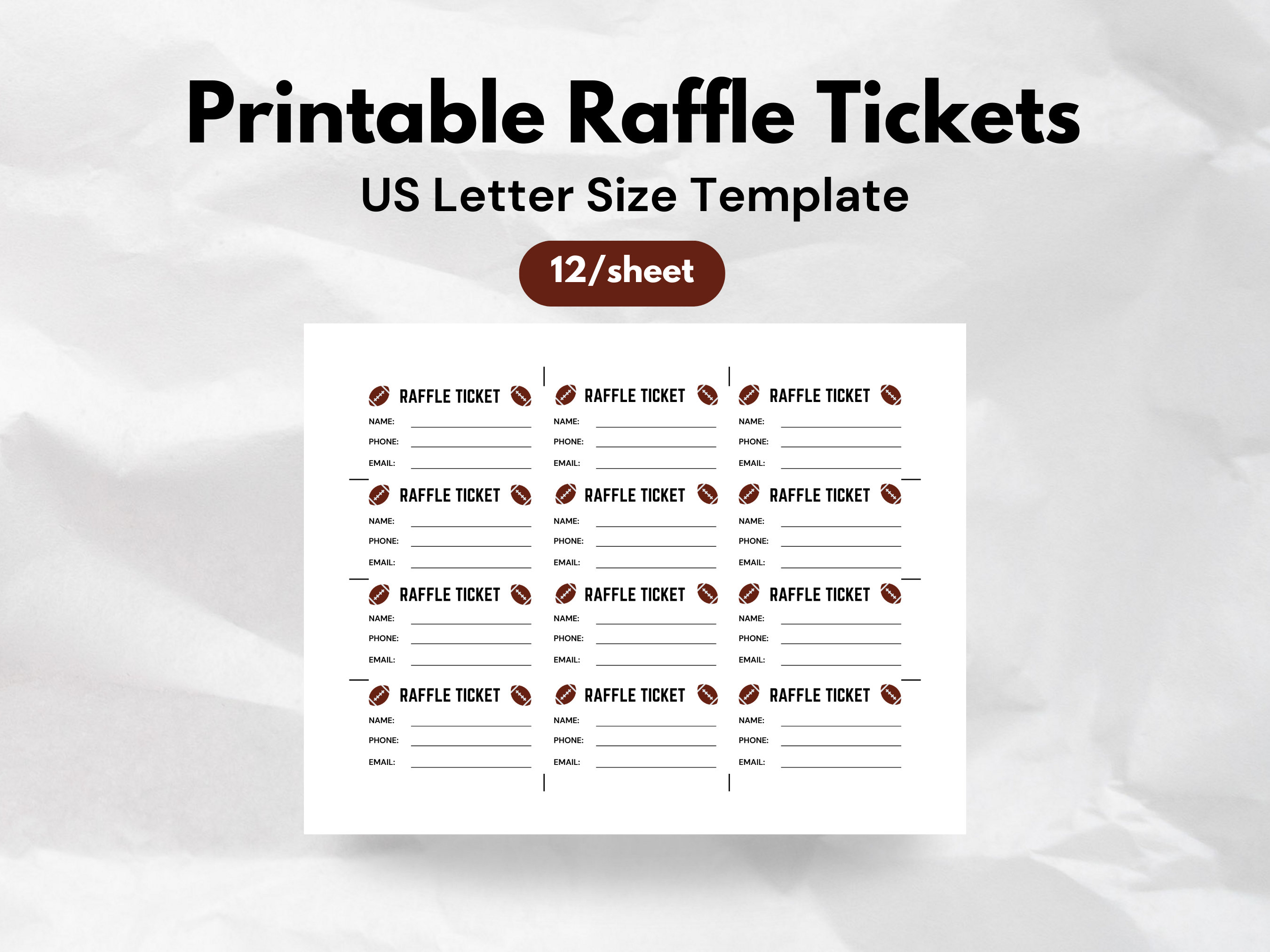 Football Printable Raffle Tickets Sports Enter to Win Raffle Tickets ...