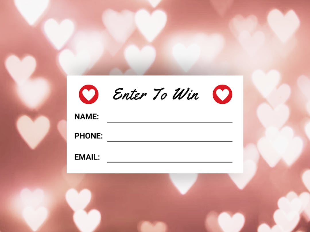 Love Hearts Printable Raffle Ticket Template Valentines Day Enter to ...