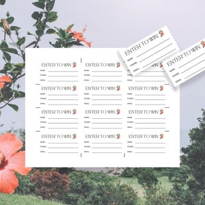 Hibiscus Flower Printable Raffle Ticket Template Cute Floral Enter to ...