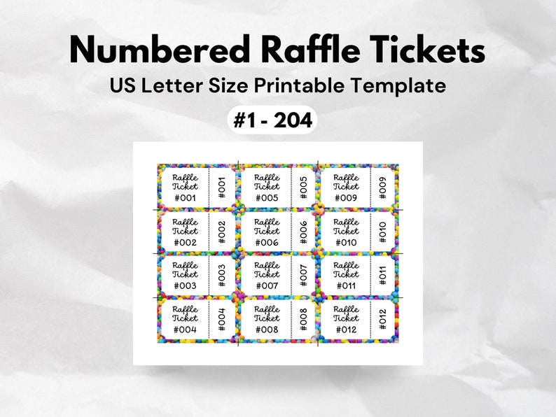 Fun Kids Printable Numbered Raffle Tickets Confetti Enter to Win ...