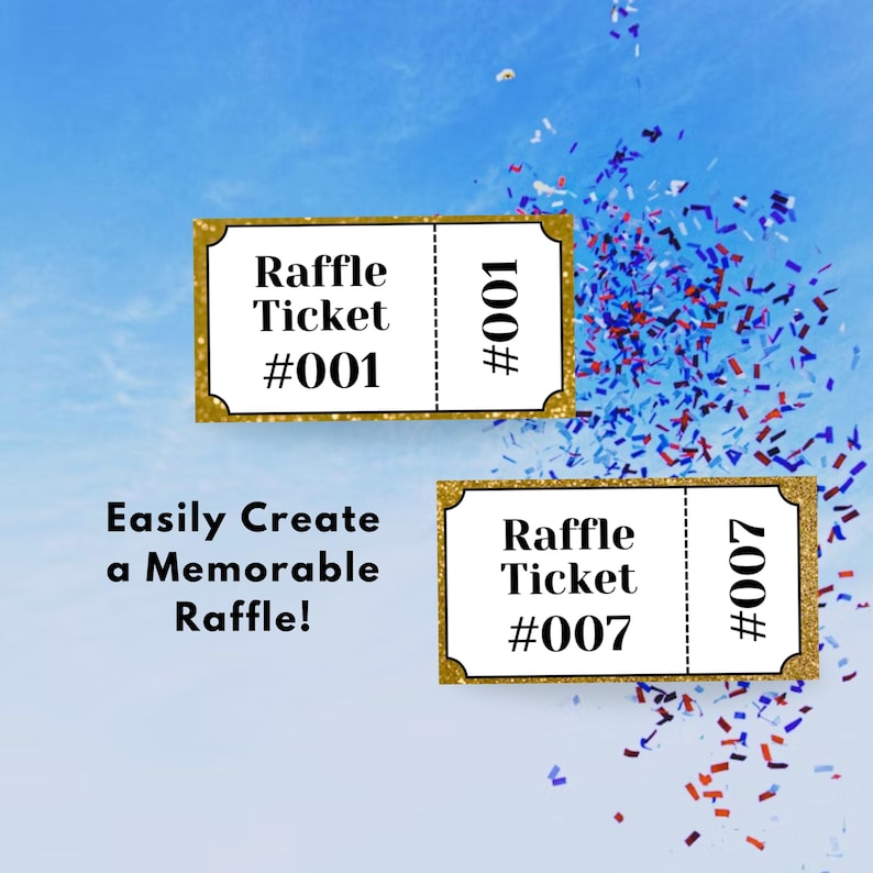 Gold Numbered Raffle Tickets Printable Enter to Win Gala Fundraiser ...