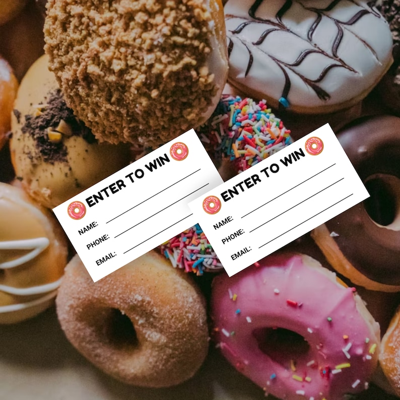 Donut Printable Raffle Ticket Template Enter to Win Doughnut Bakery ...