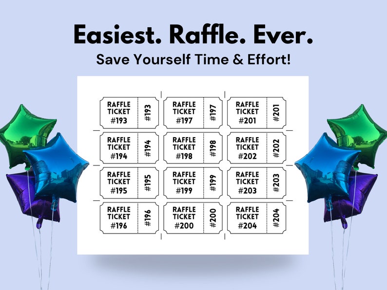 Printable Numbered Raffle Ticket Enter to Win Tickets With Numbers 1 to ...