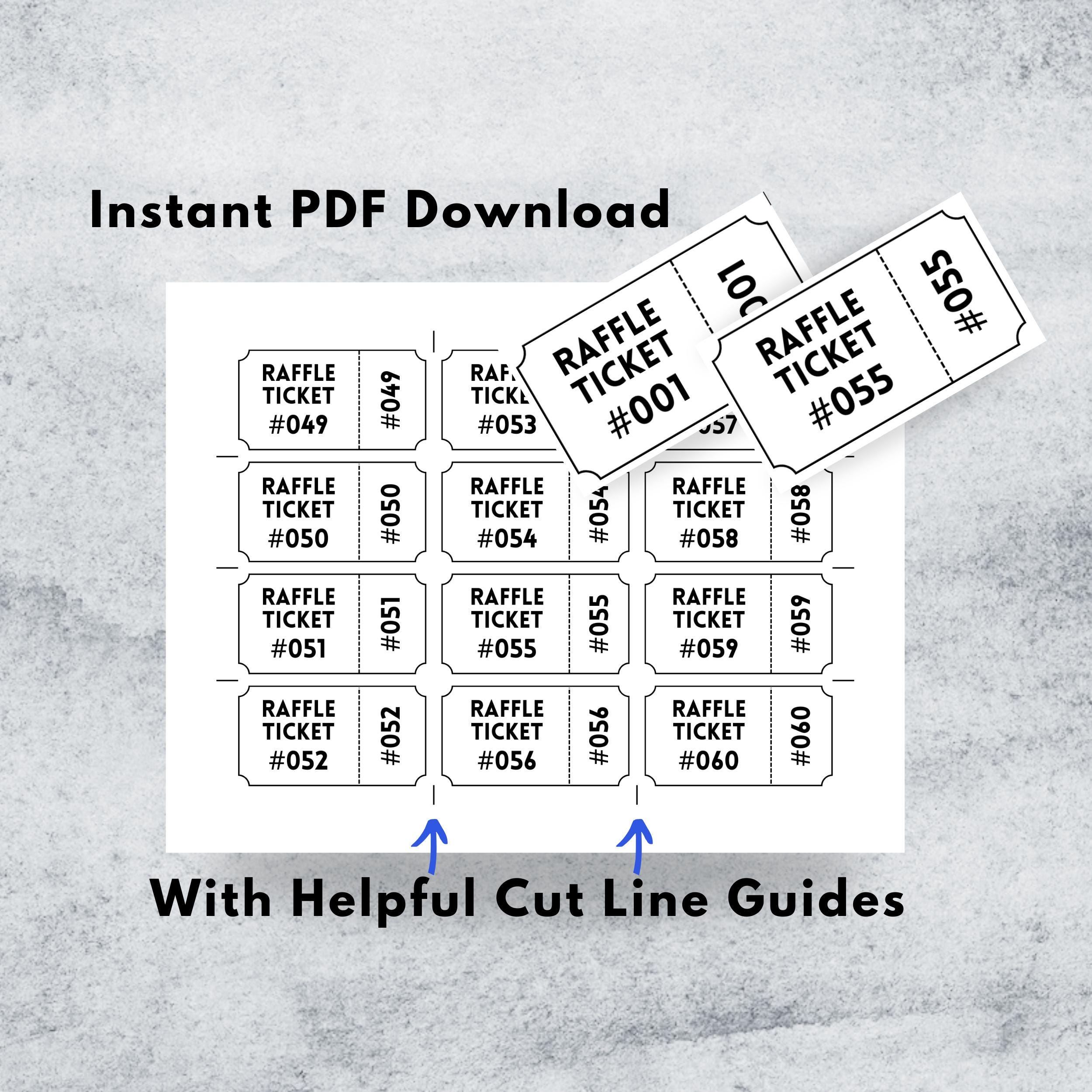 Printable Numbered Raffle Ticket Enter to Win Tickets With Numbers 1 to ...