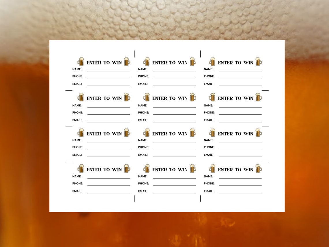 Beer Stein Printable Raffle Ticket Template Enter to Win Booze Draw ...
