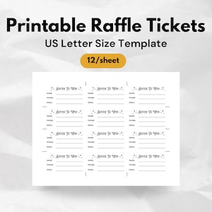 Sparkle Printable Raffle Ticket Template Cute Enter to Win Draw Tickets ...