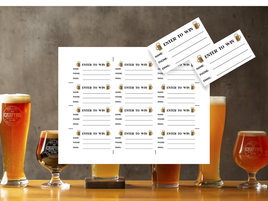 Beer Stein Printable Raffle Ticket Template Enter to Win Booze Draw ...