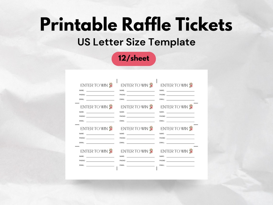 Hibiscus Flower Printable Raffle Ticket Template Cute Floral Enter to ...