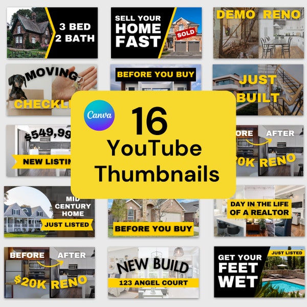 Realtor Youtube Thumbnail Template Pack Canva Editable Templates for ...