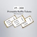 Gold Numbered Raffle Tickets Printable Enter to Win Gala Fundraiser Ticket With Numbers 1 to 300 ...
