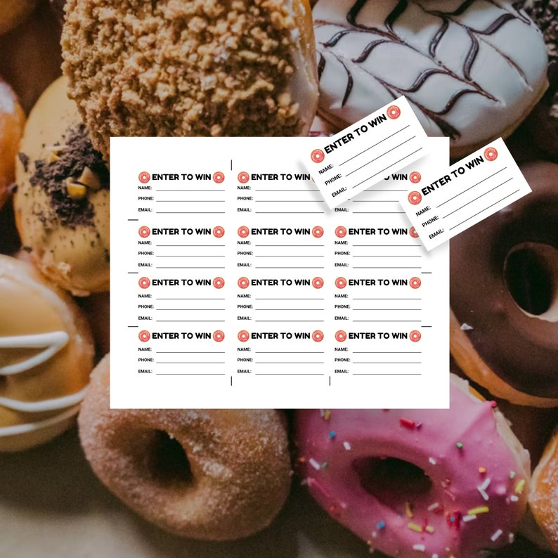 Donut Printable Raffle Ticket Template Enter to Win Doughnut Bakery ...