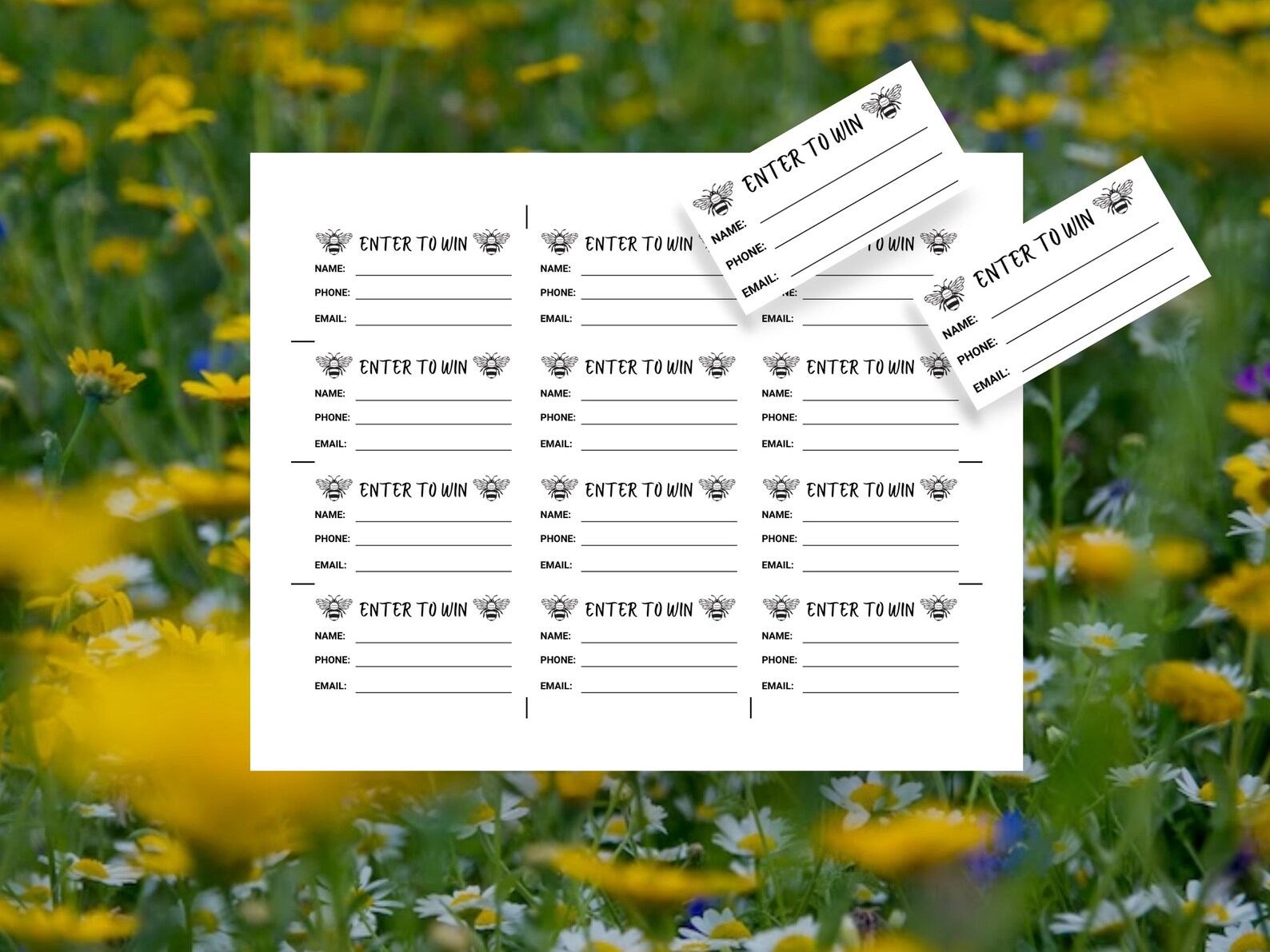 Printable Bee Raffle Ticket Template Honeybee Enter to Win Draw Tickets ...