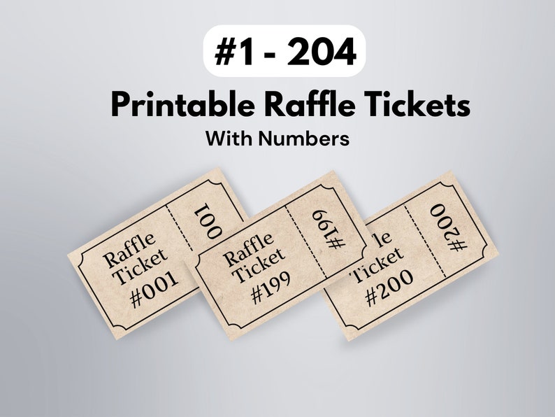 Antique Printable Numbered Raffle Ticket Vintage Style Enter to Win ...