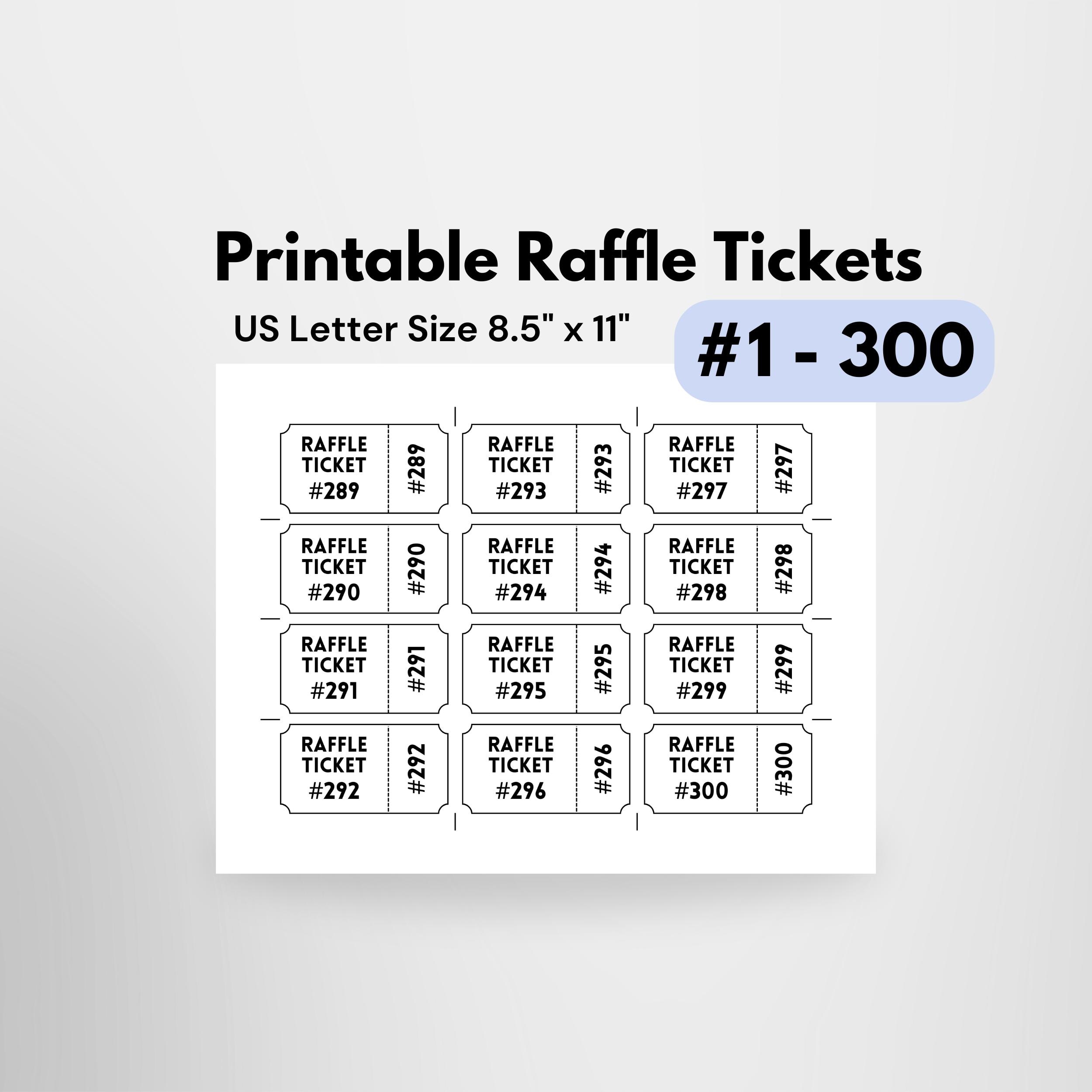 Printable Numbered Raffle Ticket Enter to Win Tickets With Numbers 1 to ...