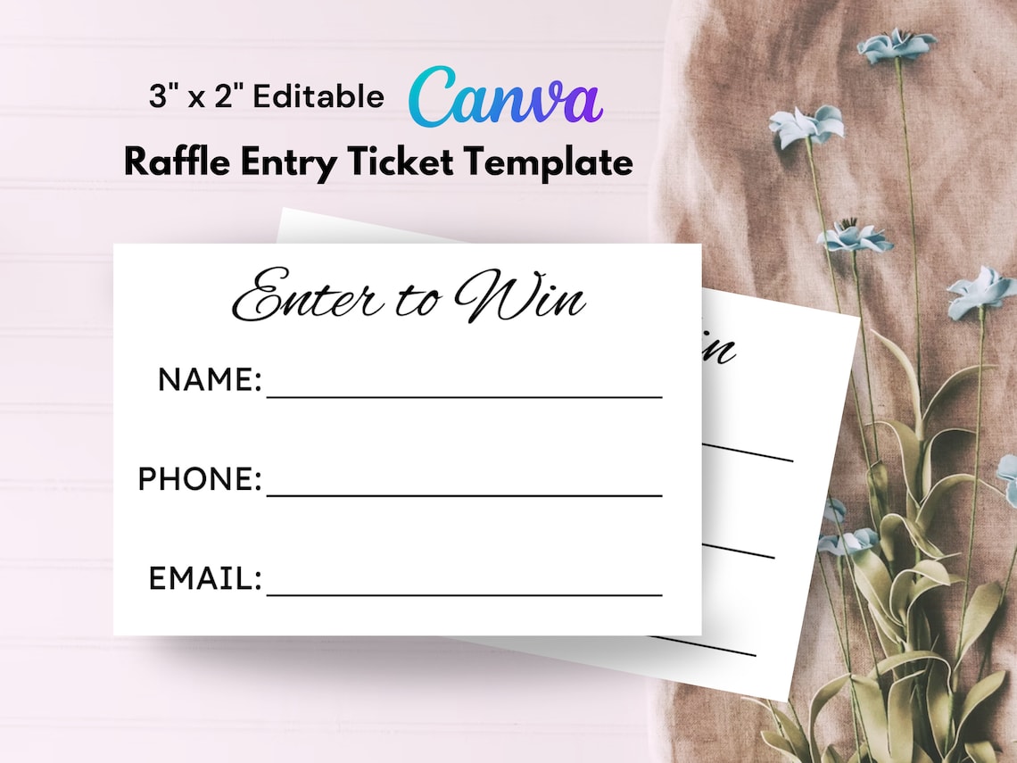 Modern Printable Raffle Ticket Template for Canva Editable Custom Draw ...