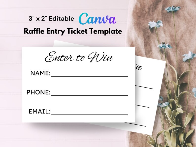 Modern Printable Raffle Ticket Template for Canva Editable Custom Draw ...