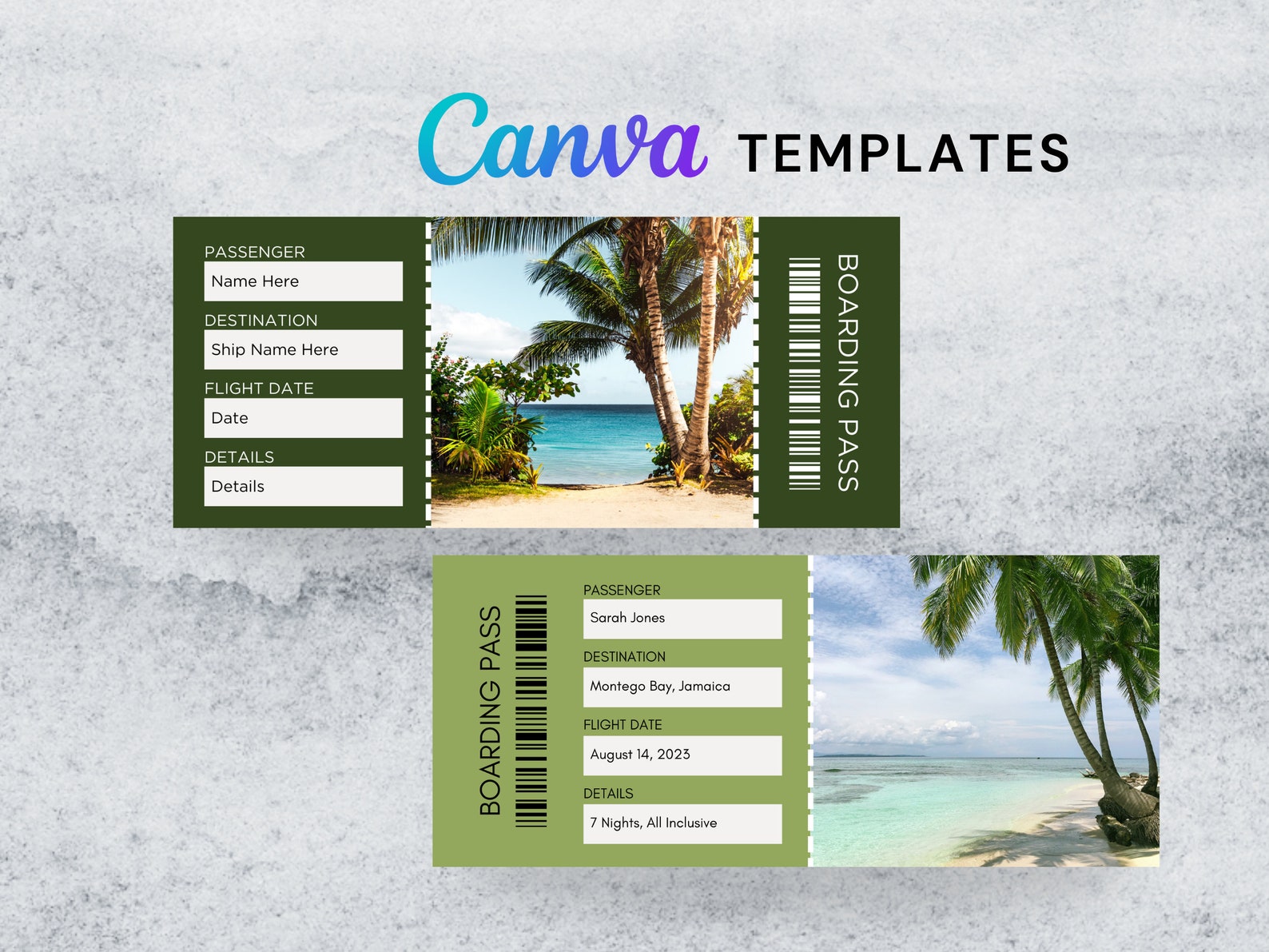 Fake Plane Tickets Surprise Vacation Editable Canva Template Surprise ...
